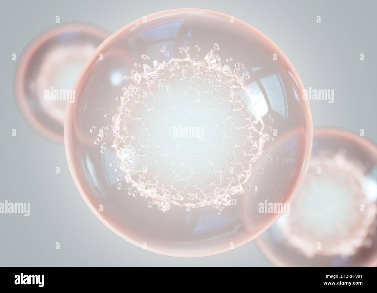 A concept of suspended transparent liquid molecules with a hex ...
