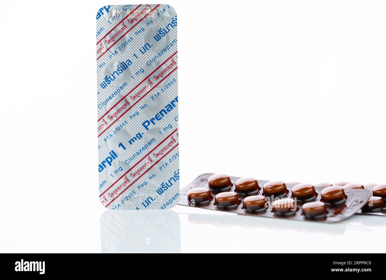 CHONBURI, THAILAND-JULY 11, 2023: Prenarpil round tablet pills and ...