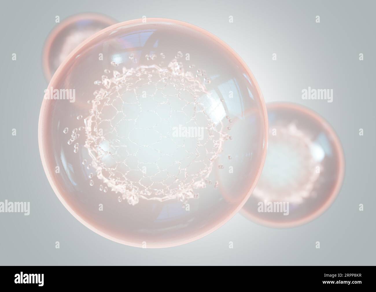 A concept of suspended transparent liquid molecules with a hex ...