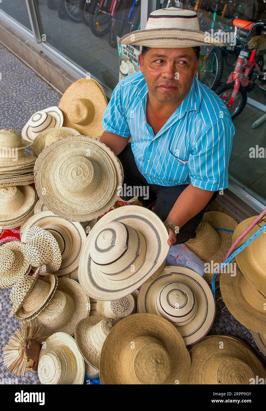 Panama, on the Azuero penninsular in Chitre village.Man selling the ...