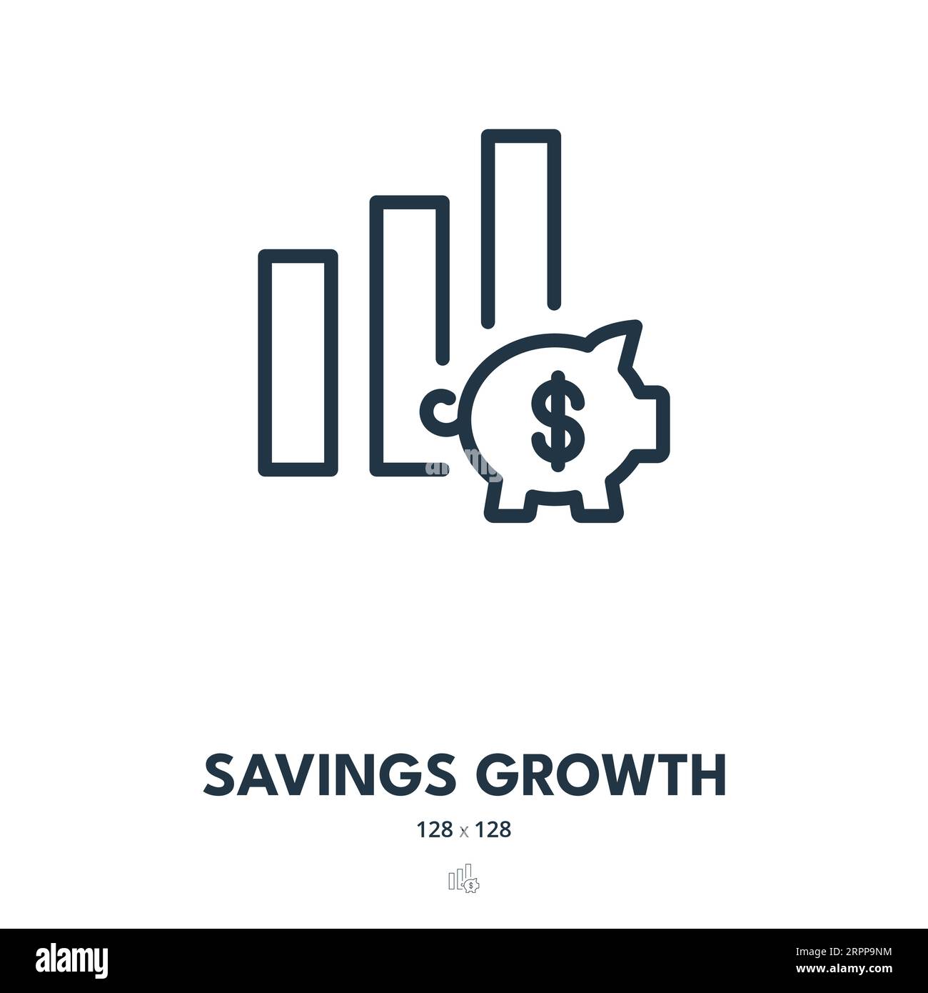 Savings Growth Icon. Profit, Piggy Bank, Wealth. Editable Stroke. Simple Vector Icon Stock ...