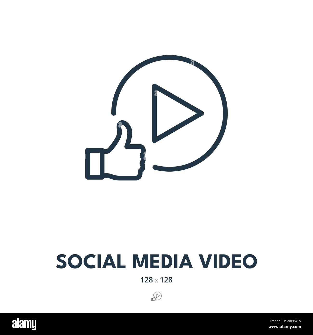 Social Media Video Icon. Multimedia, Player, Watch. Editable Stroke ...