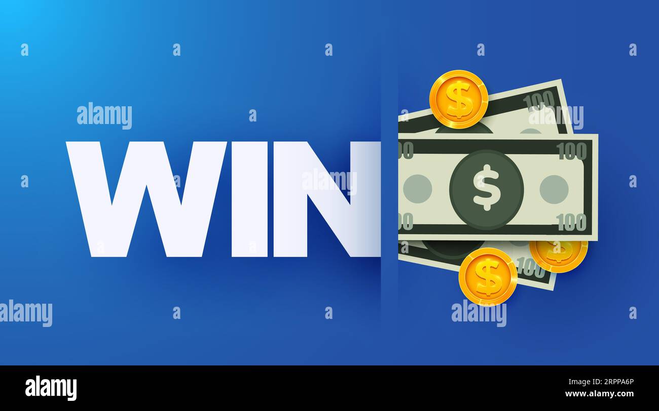 You win. Jackpot banner with dollars. Vector illustration Stock Vector ...