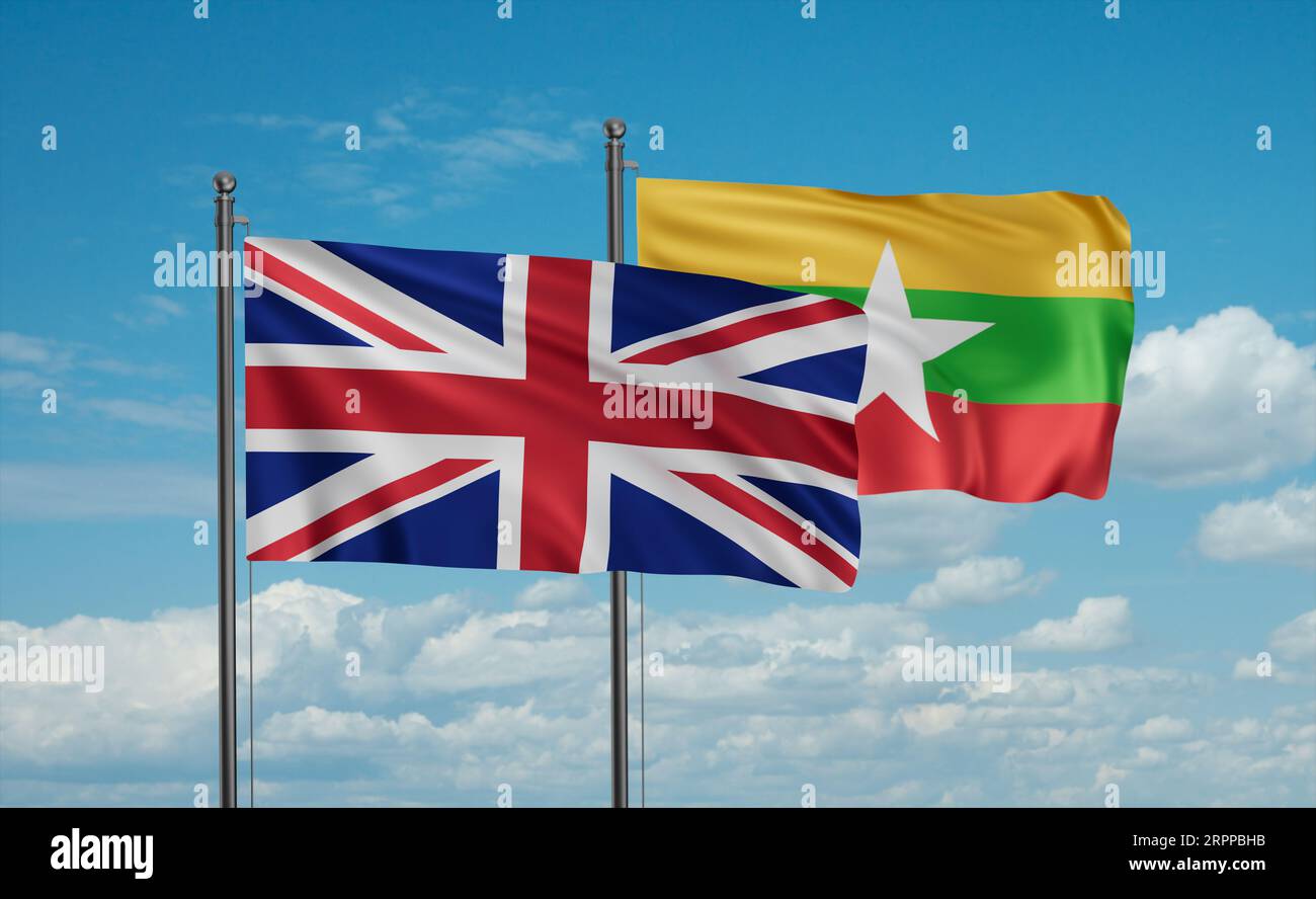 Uk great britain and myanmar burma flags hi-res stock photography and ...