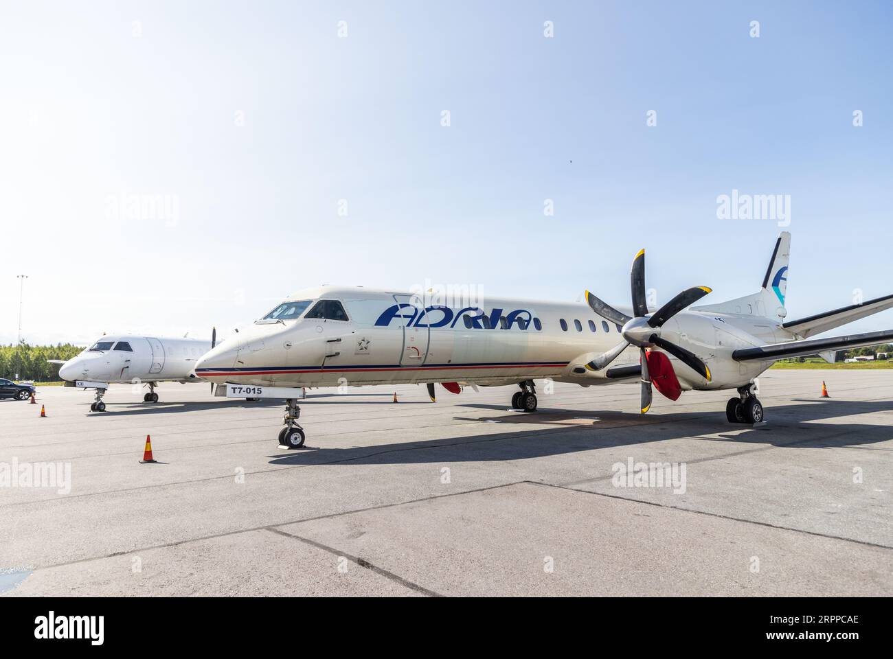 Airport symbols, Adria Airways aircraft, Örebro airport, Örebro, Sweden ...