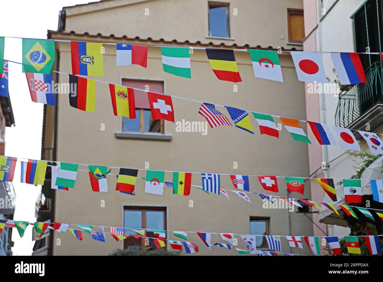 World Flags International Festival Decoration Over Streets in Town ...