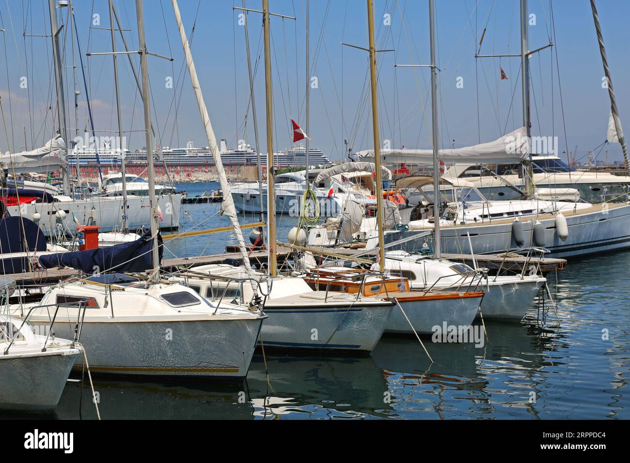 Big Yachts and Sailboats Moored at Marina Port in Naples Italy Summer ...