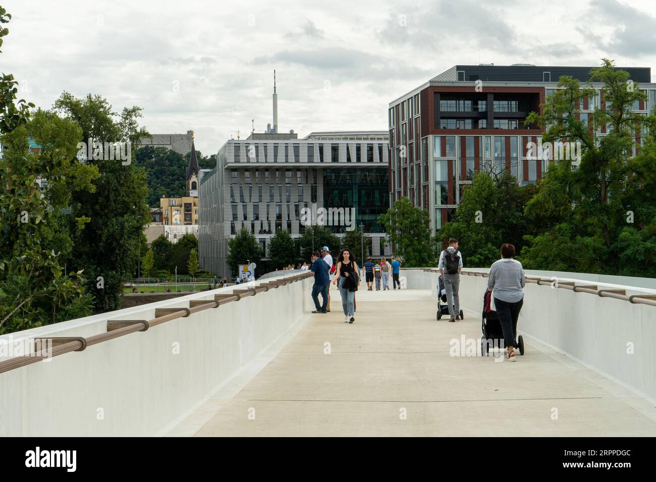 The newly built HolKa (Stvanice) footbridge in Prague, Czech Republic ...