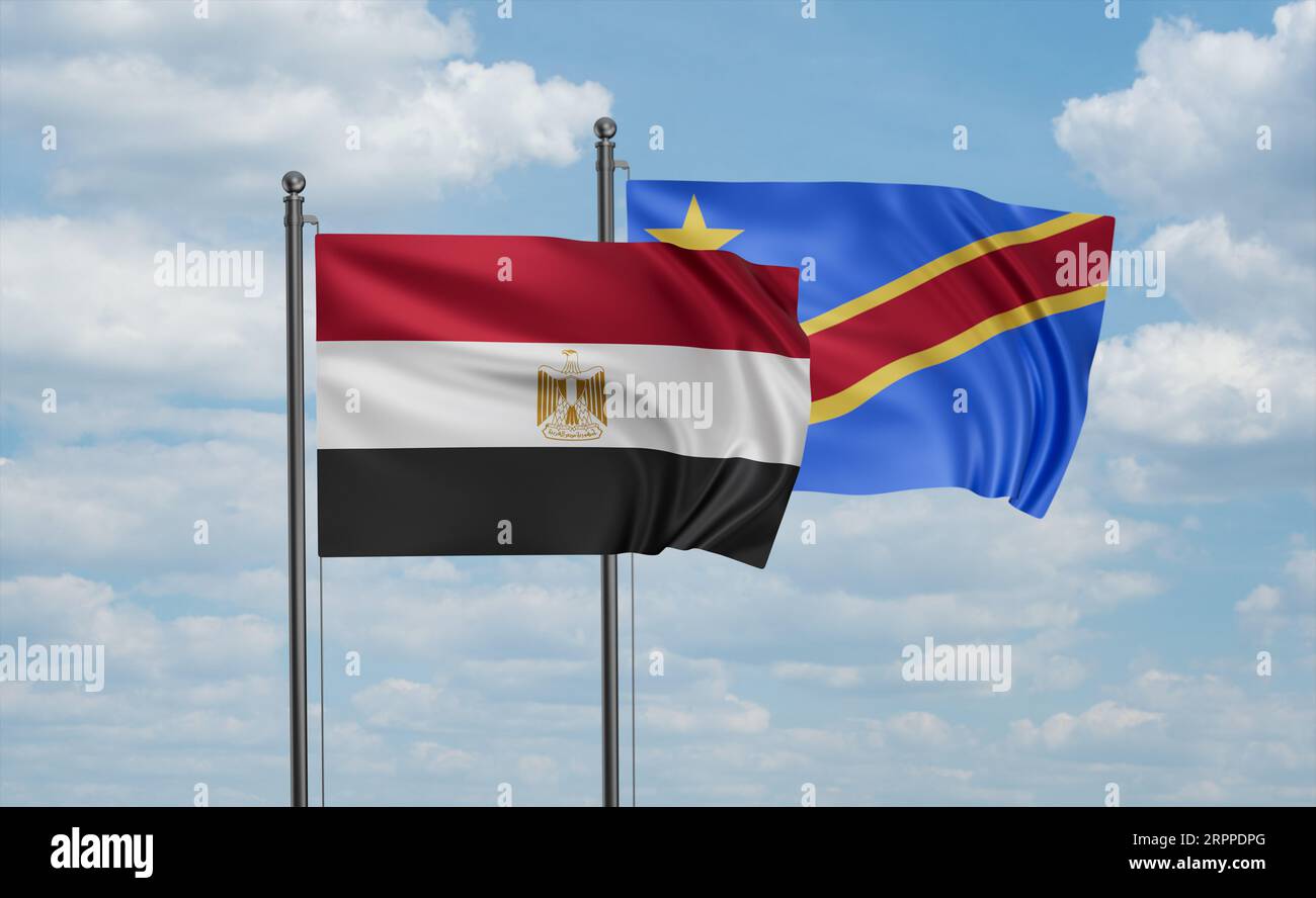Democratic Republic of the Congo or Congo-Kinshasa and Egypt flag ...