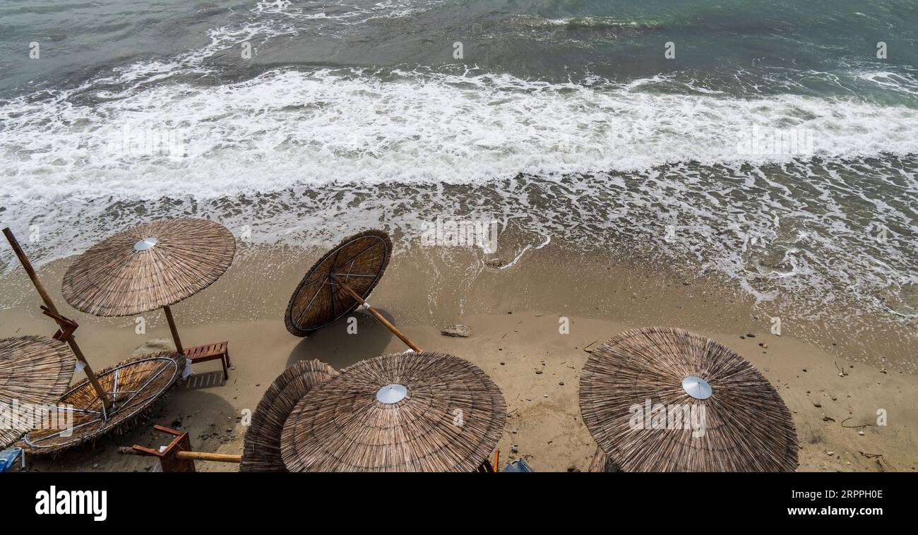 Storm, big waves and strong wind hit the Aegean sea coast at the end of ...