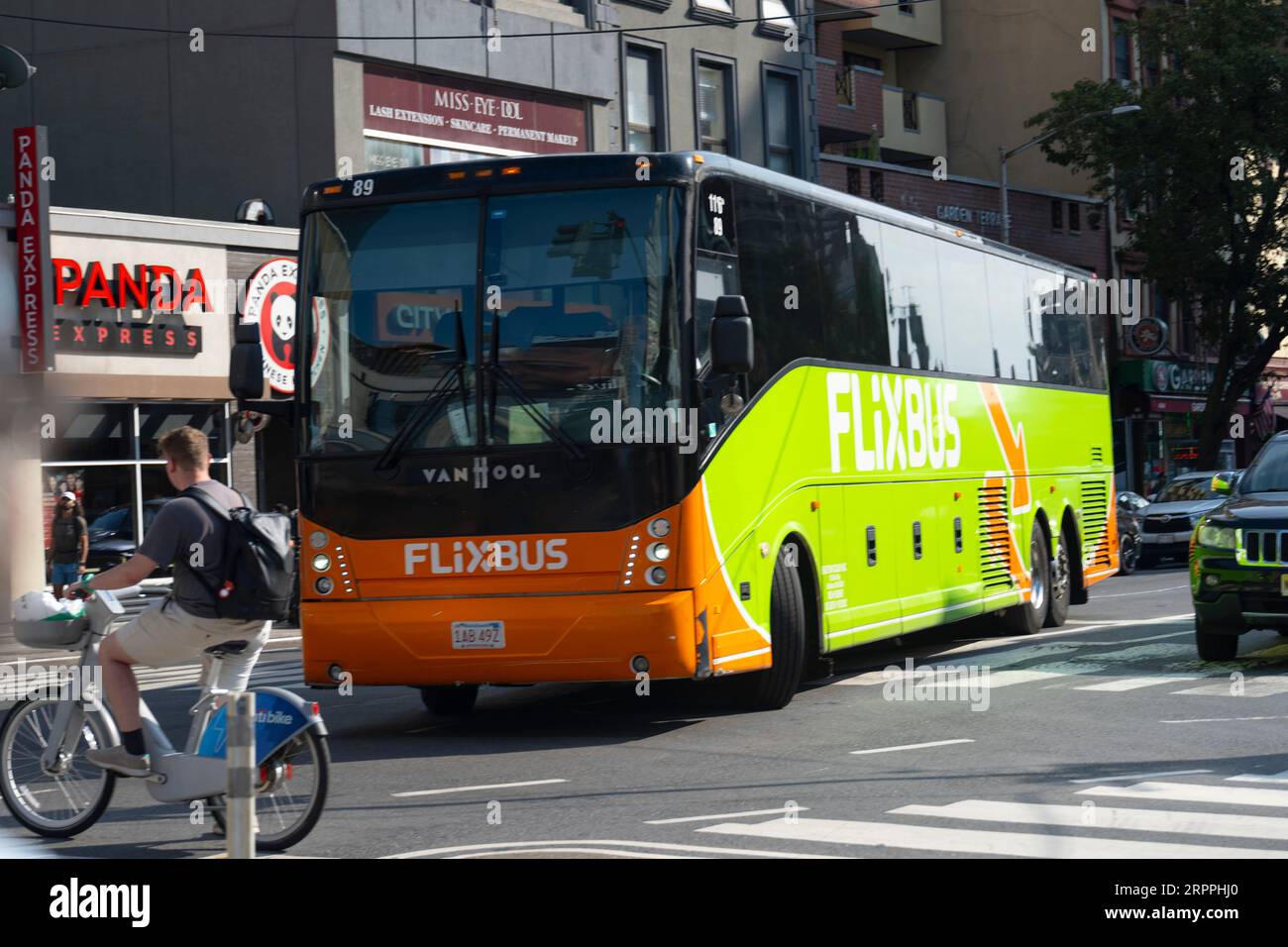 New York, New York, USA. 4th Sep, 2023. A FlixBus intercity coach bus ...