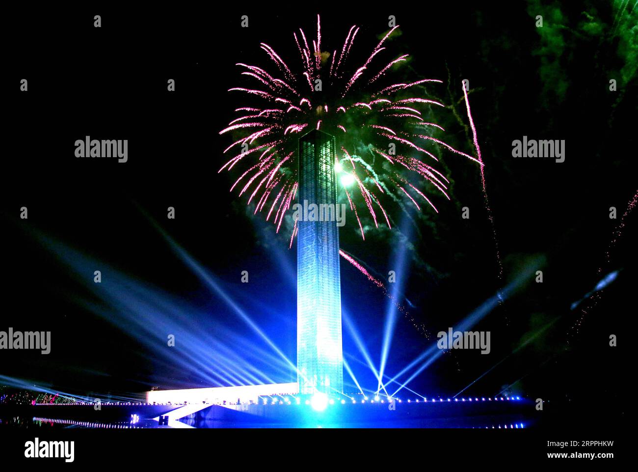 200318 -- DHAKA, March 18, 2020 Xinhua -- A firework explodes in the ...