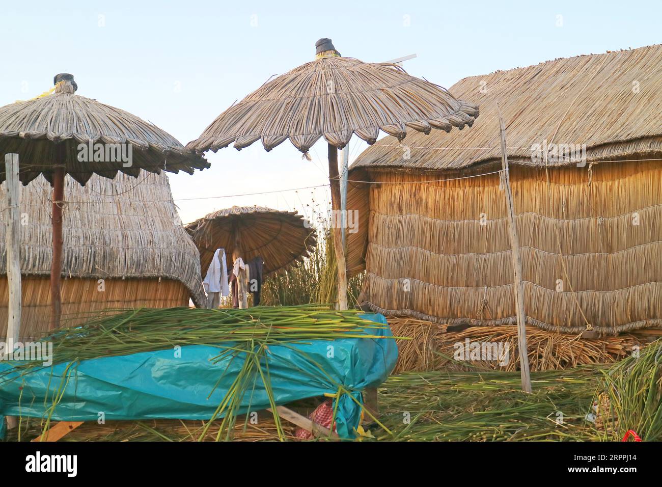 Houses on Uros Floating Islands Built from Totora Reeds Lake Titicaca ...