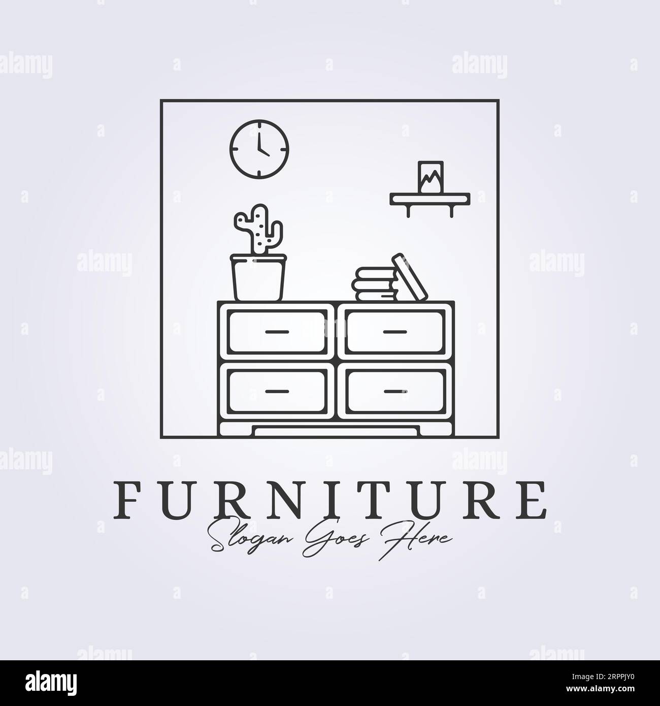 interior furniture room logo symbol icon sign vector line art ...
