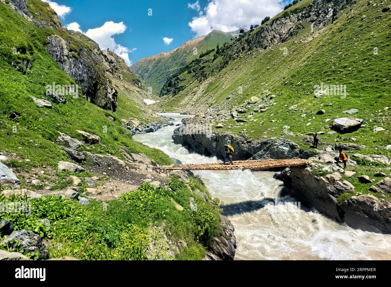 Trekking through the beautiful lush Warwan Valley, Pir Panjal Range ...
