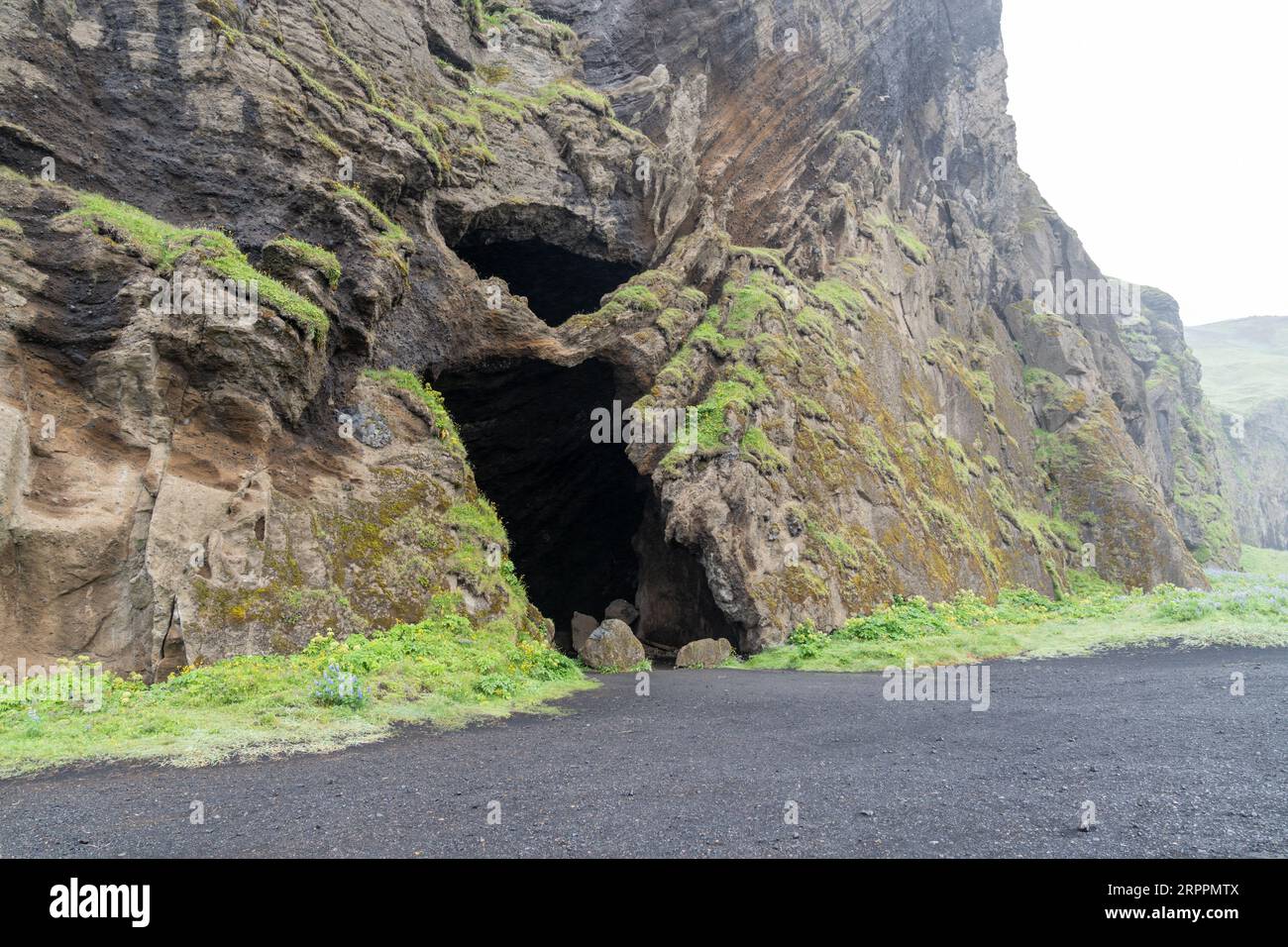 Gígjagjá entrance also known as Yoda cave, Hjörleifshöfði, on Iceland's ...