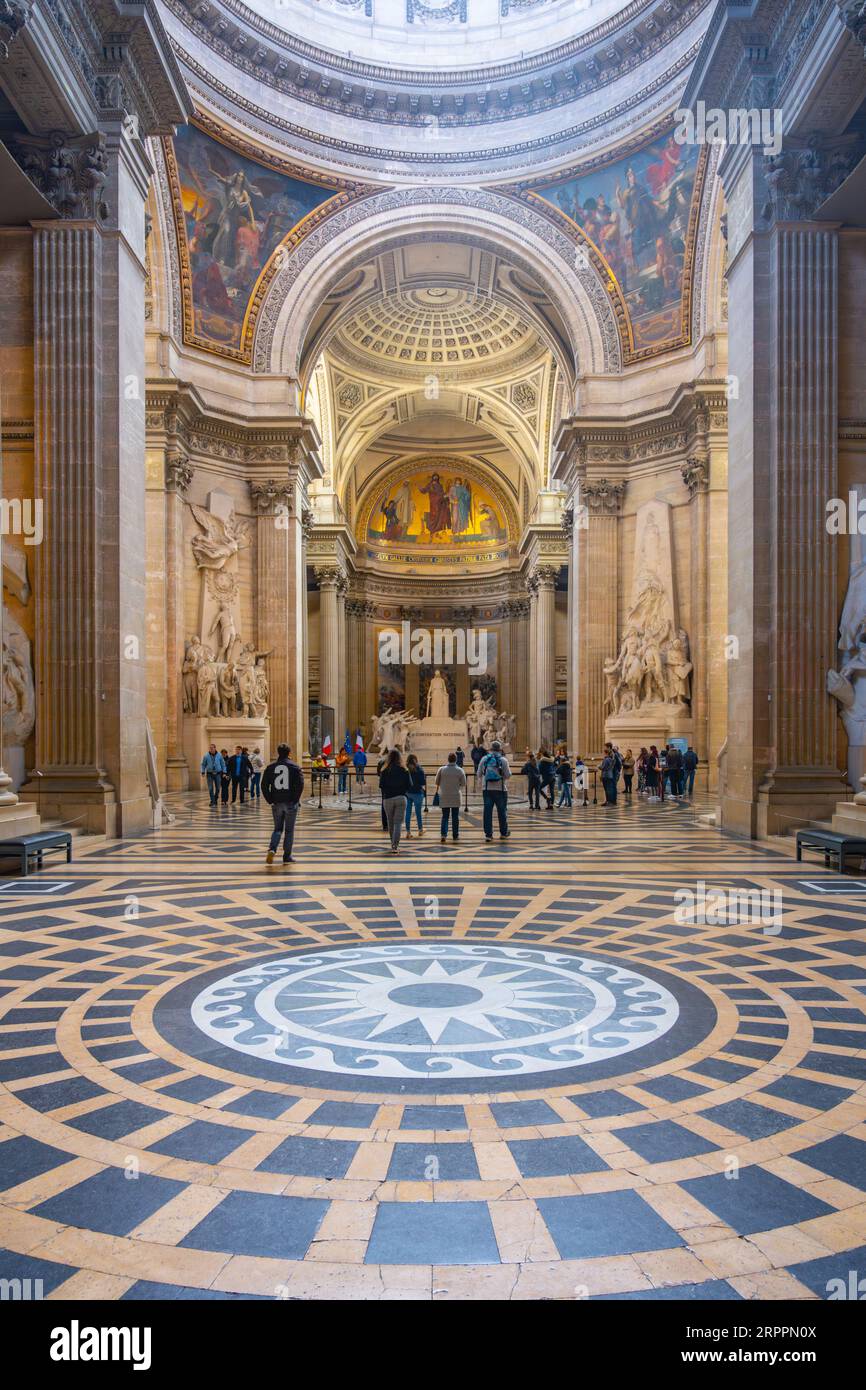 Interior with ornamental mosaic floor of Pantheon in Paris, France Stock Photo - Alamy