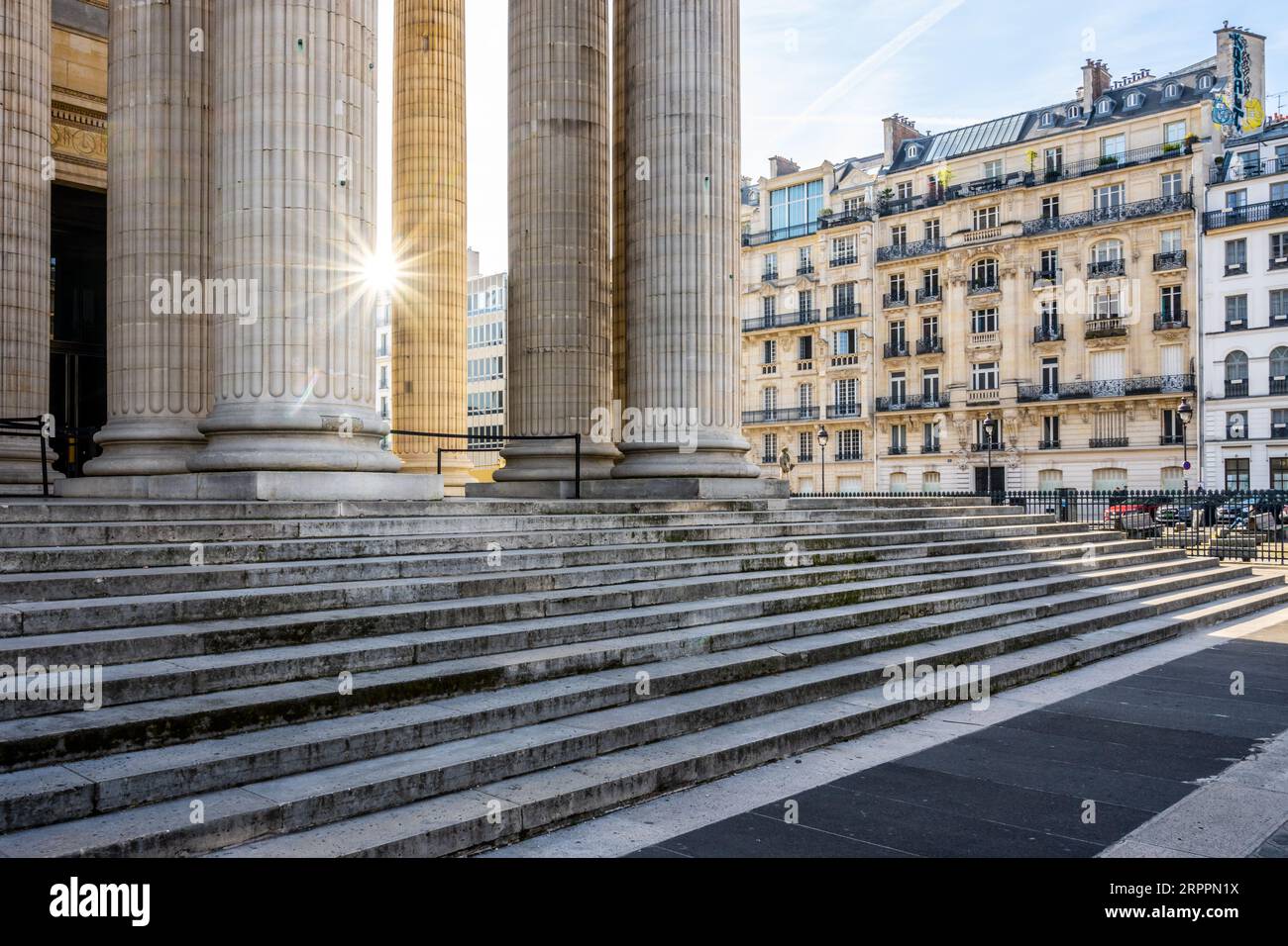 Main staircase and massive ancient columns of Pantheon in Paris, France ...