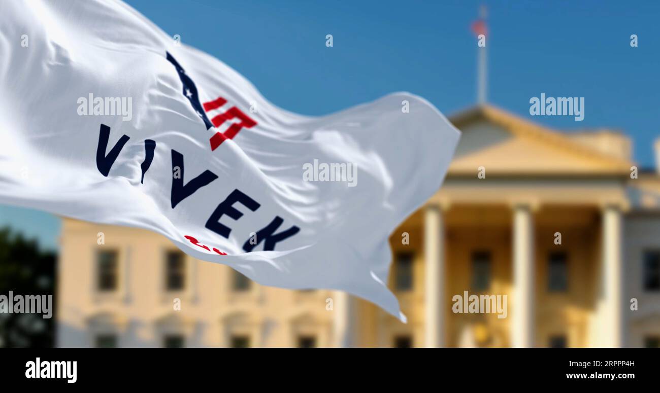 Washington D.C., US, June 21 2023: Flag with Vivek Ramaswamy 2024 ...
