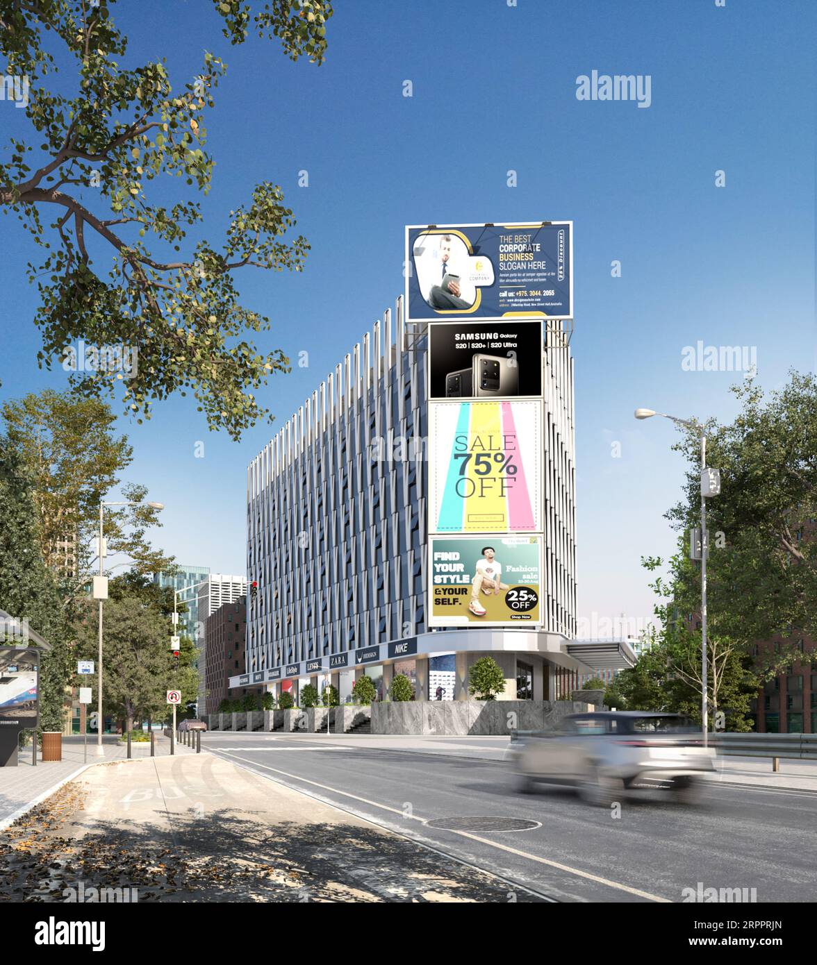 commercial building exterior render concept Stock Photo - Alamy