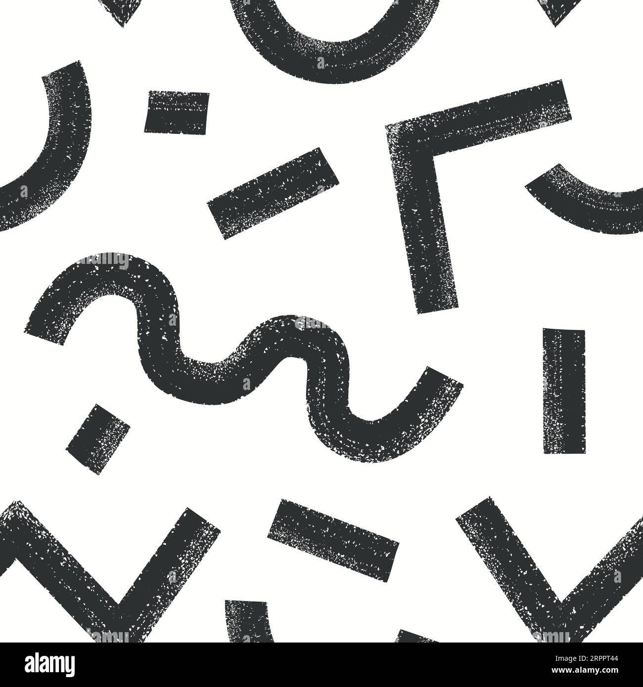 Brush drawn geometric lines, shapes. Black ink maze on white background ...