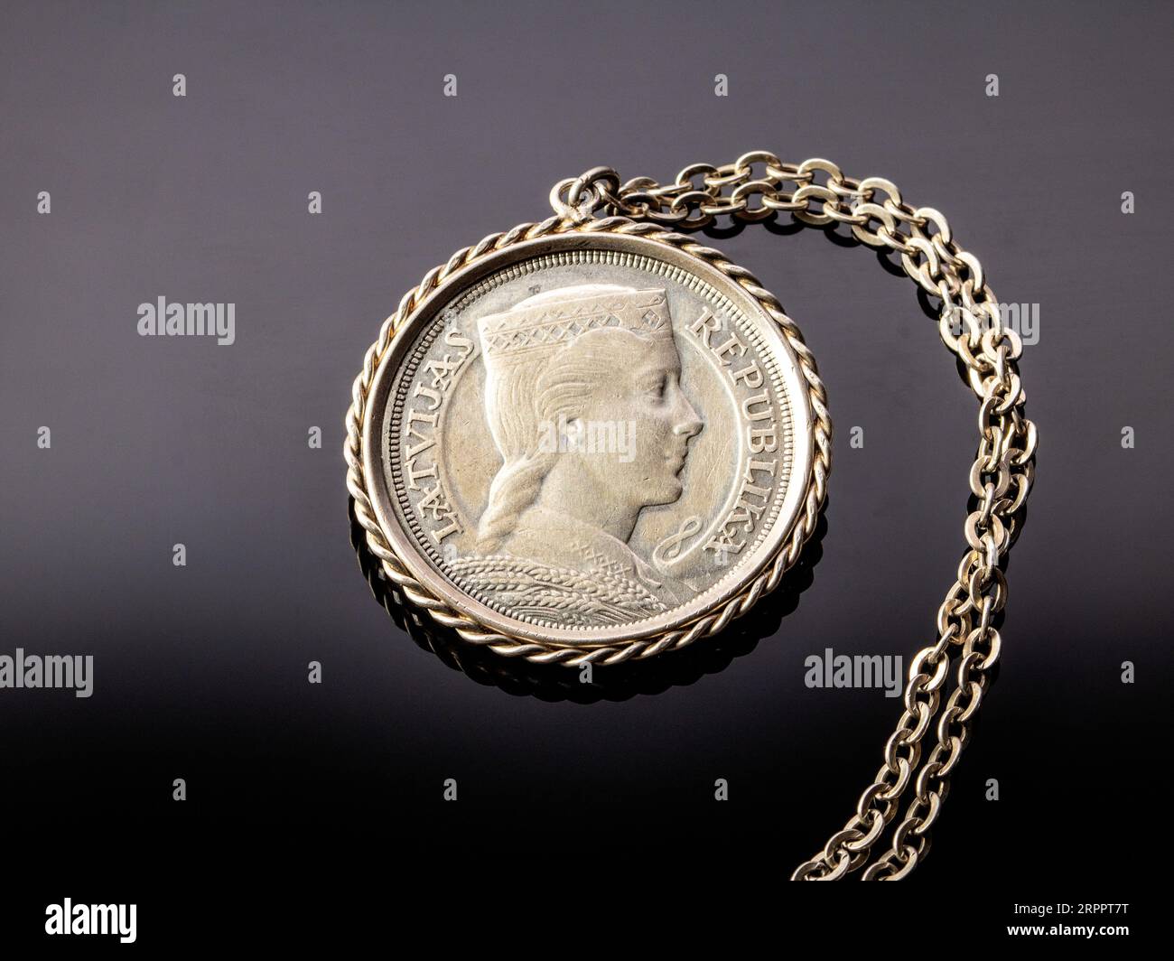 Latvia, Daugavpils, August 2, 2023. Latvian silver coin 5 lats 1931 ...