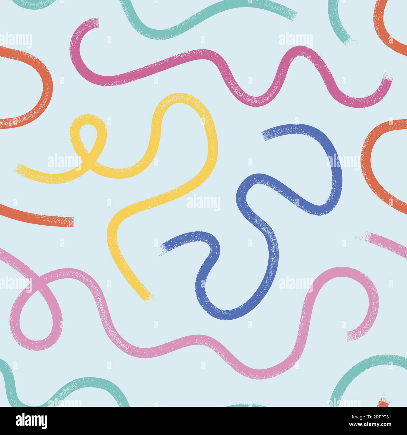 Hand drawn childish maze seamless pattern. Party style ink brush lines, scribbles, waves Stock ...
