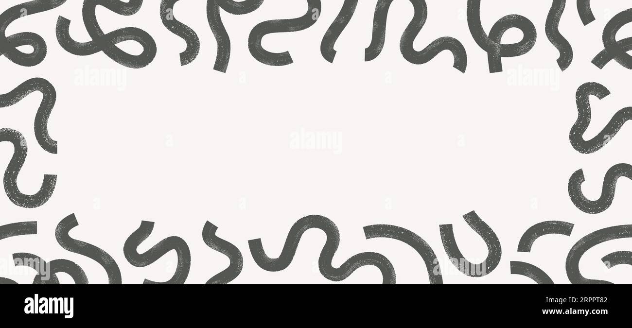 Abstract wavy bold brush strokes pattern frame. Modern grunge banner ...