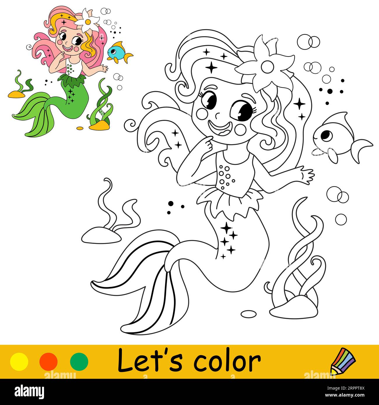 Cute Cartoon Mermaids Coloring Pages