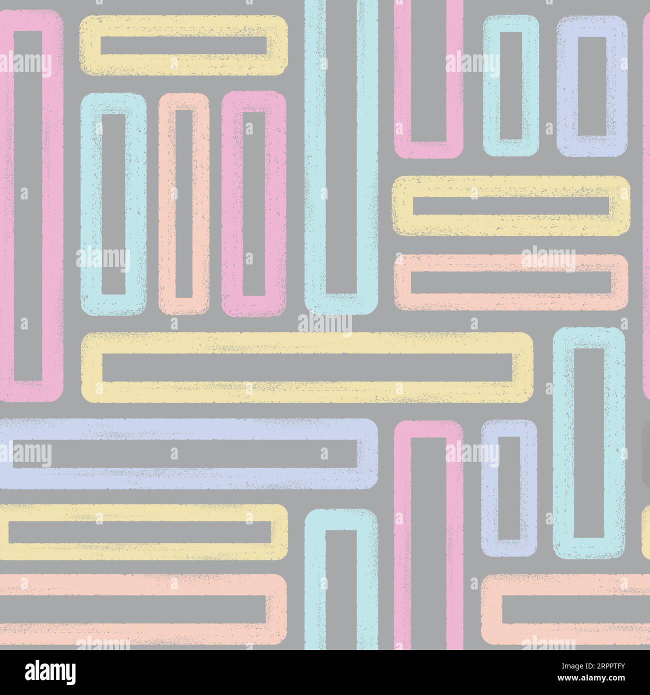 Grunge textured rectangle blocks vector seamless pattern. Pastel color ...