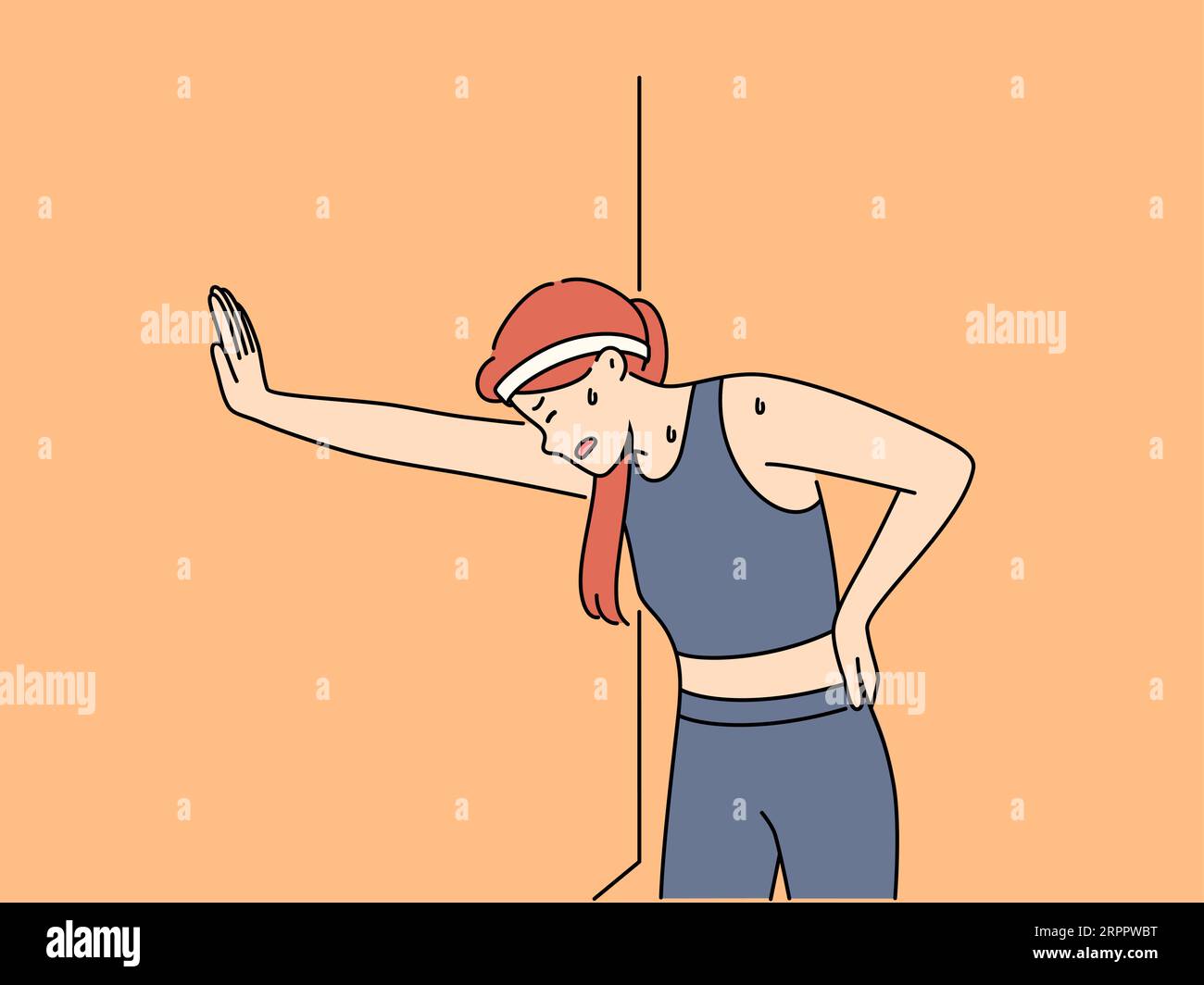 Woman leaning against wall tired Stock Vector Images - Alamy