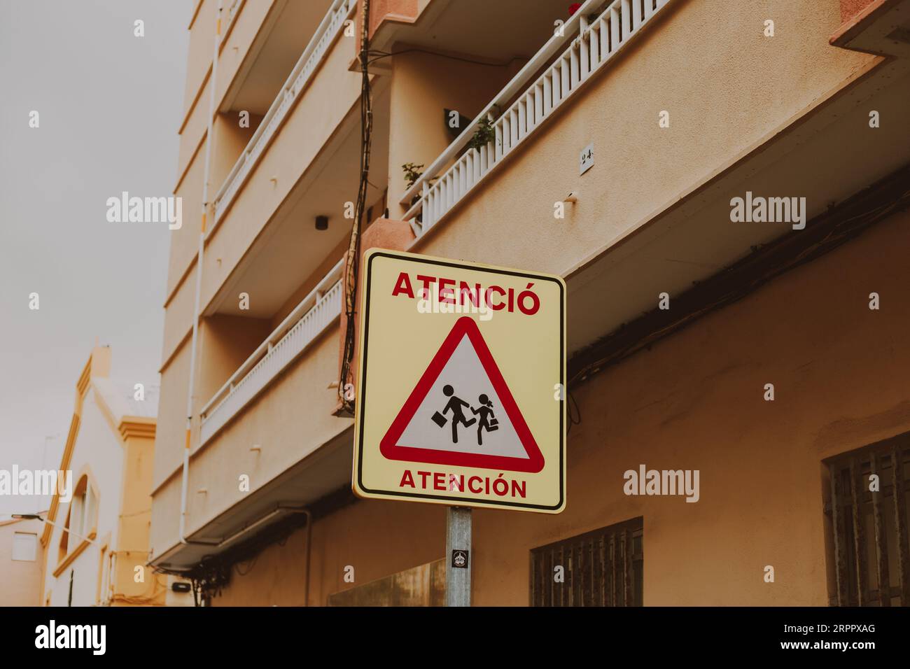 traffic sign for pedestrian on the road in Spain Stock Photo - Alamy