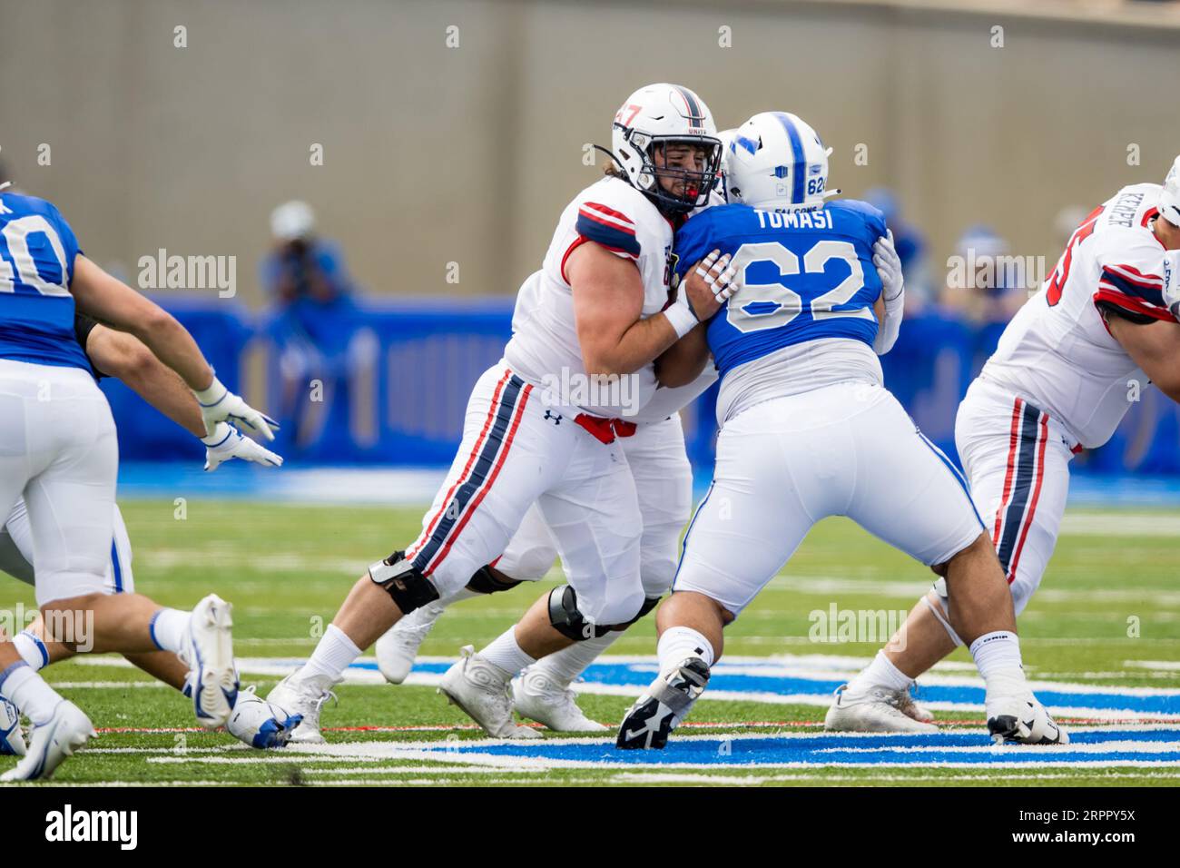 September 02, 2023: Robert Morris center Luke Beltavski (67) battles ...