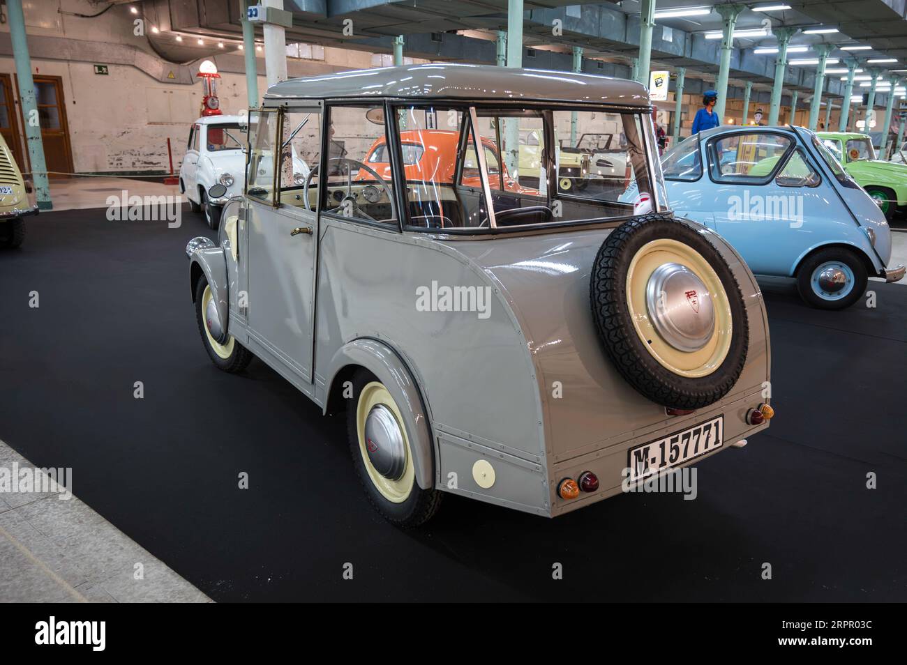 SATO Mechanical Specialties Madrid popular automobile industry, IMFAP Practico 1956 gray Stock ...