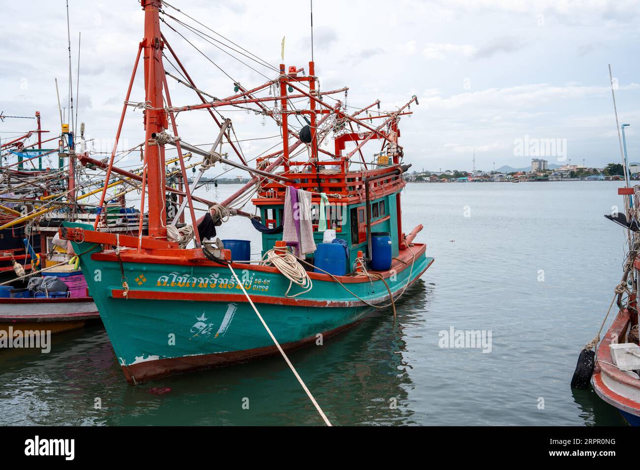 Thai Wooden Fishing boats at a Pier in Naklua near Pattaya District Chonburi Thailand Asia Stock ...