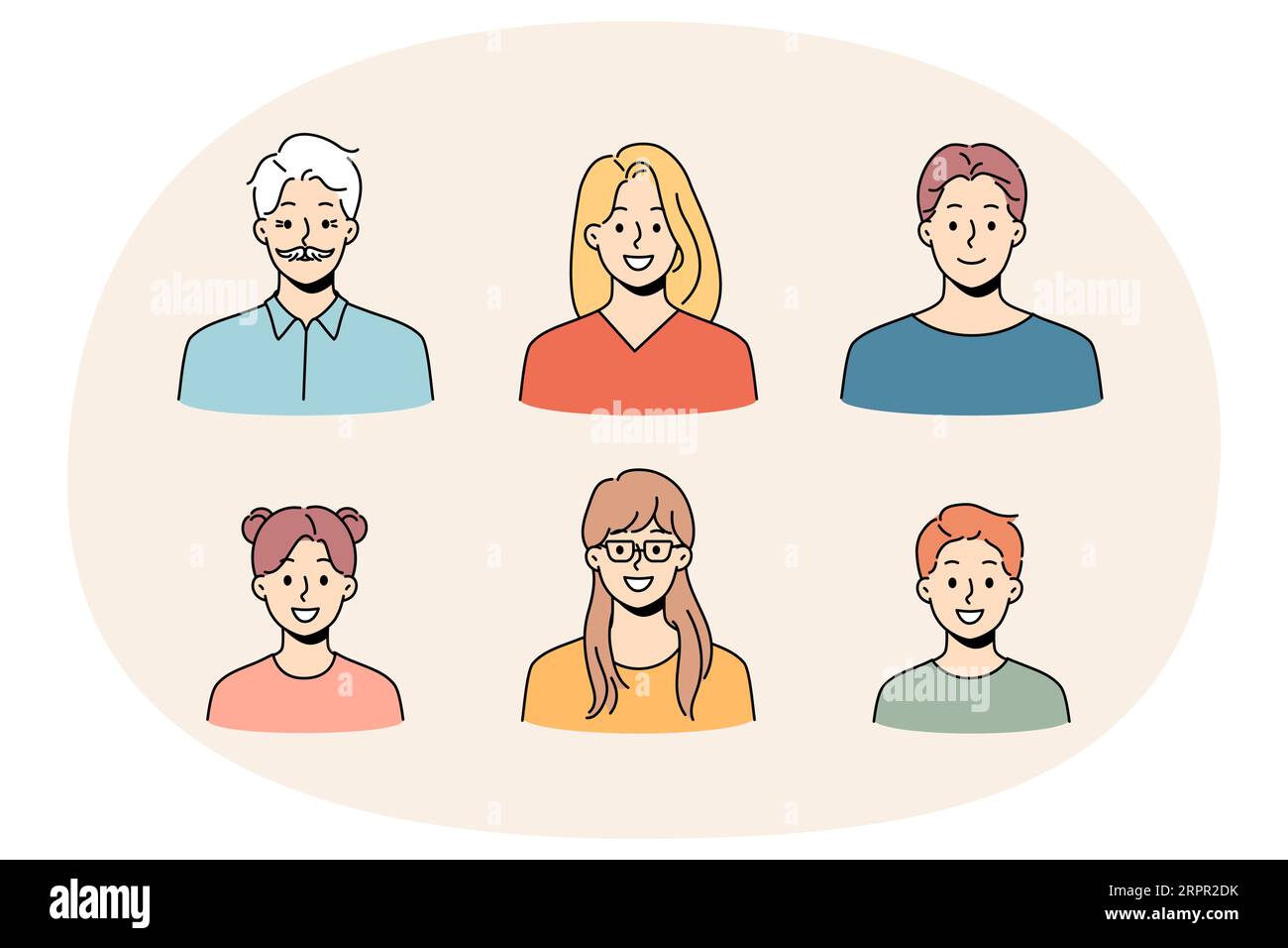 Avatars of diverse people set. Collection of younger and older person ...