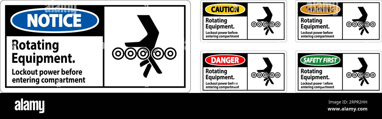 Warning Sign, Rotating Equipment, Lockout Power Before Entering ...