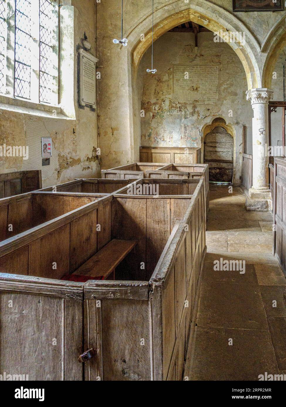 Box pews at the Church of St John the Baptist at Inglesham by the River ...
