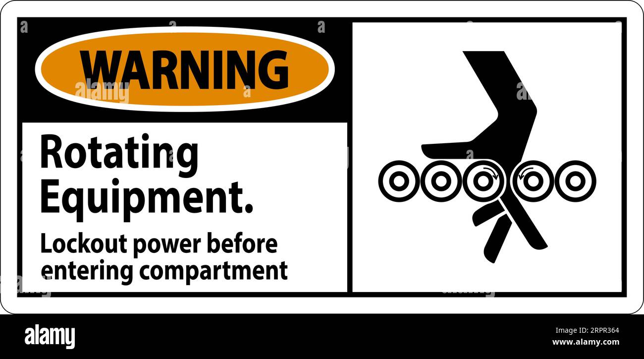 Warning Sign, Rotating Equipment, Lockout Power Before Entering ...