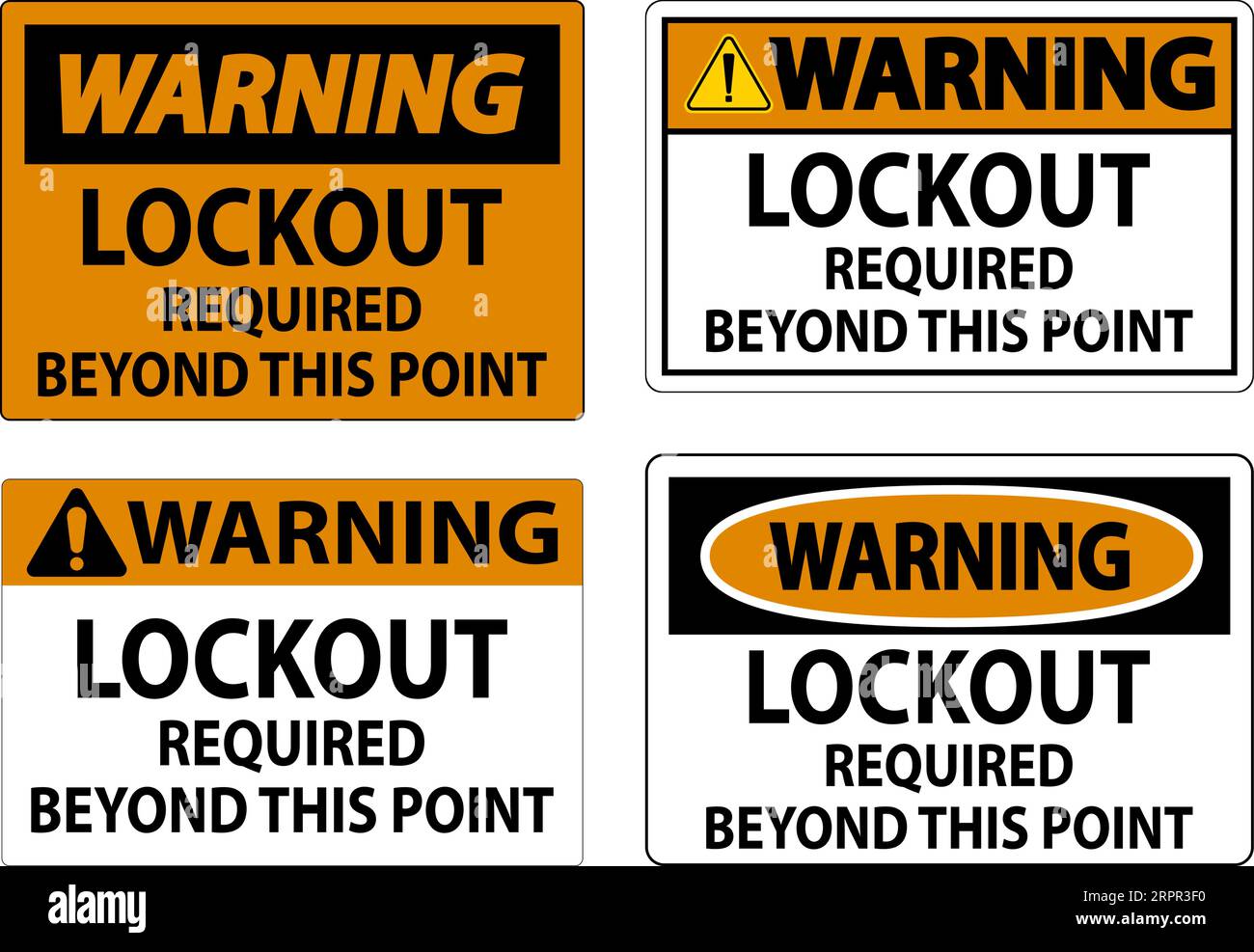 Warning Sign, Lockout Required Beyond This Point Stock Vector Image ...
