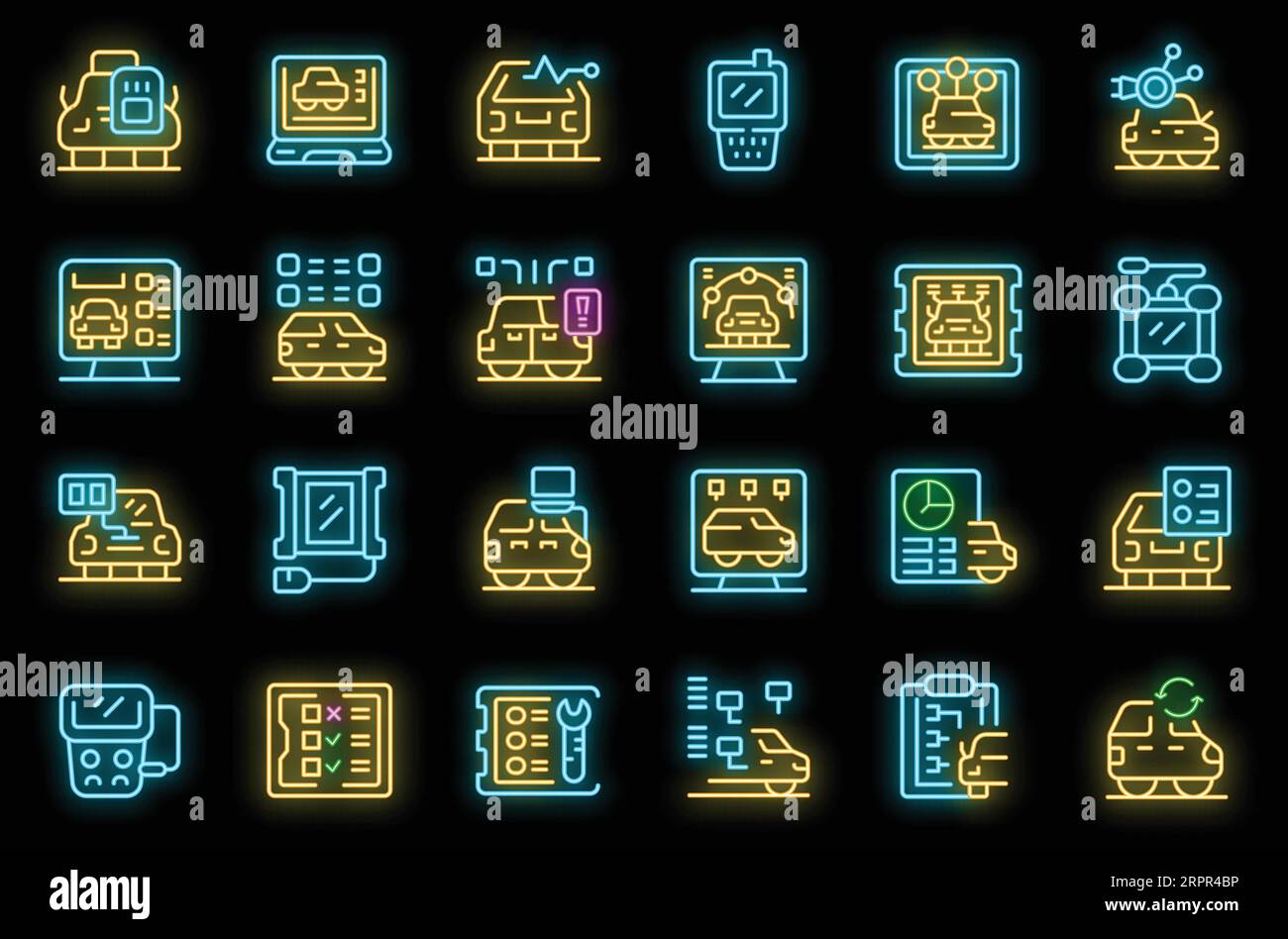 Car diagnostic scanner icons set outline vector. Computer digital. Data ...