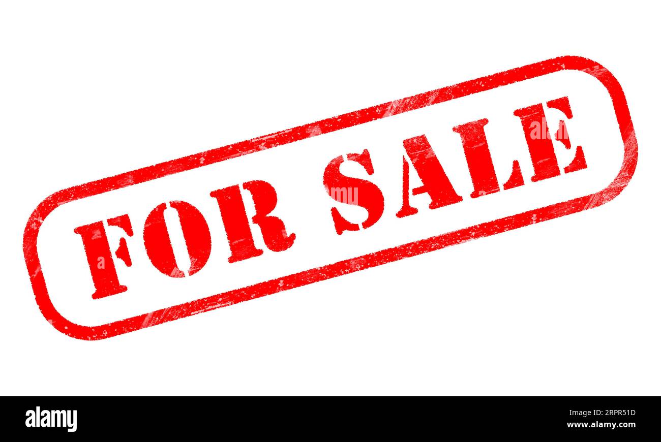 FOR SALE red rubber worn out stamp text on white background Stock Photo ...