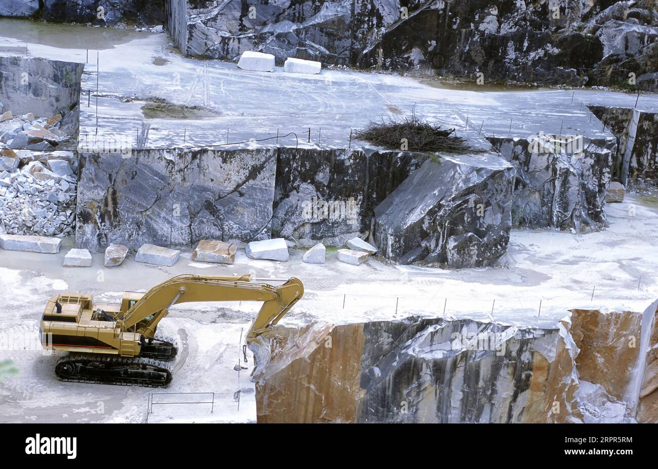 High stone mountain and marble quarries in the Apennines in Tuscany ...