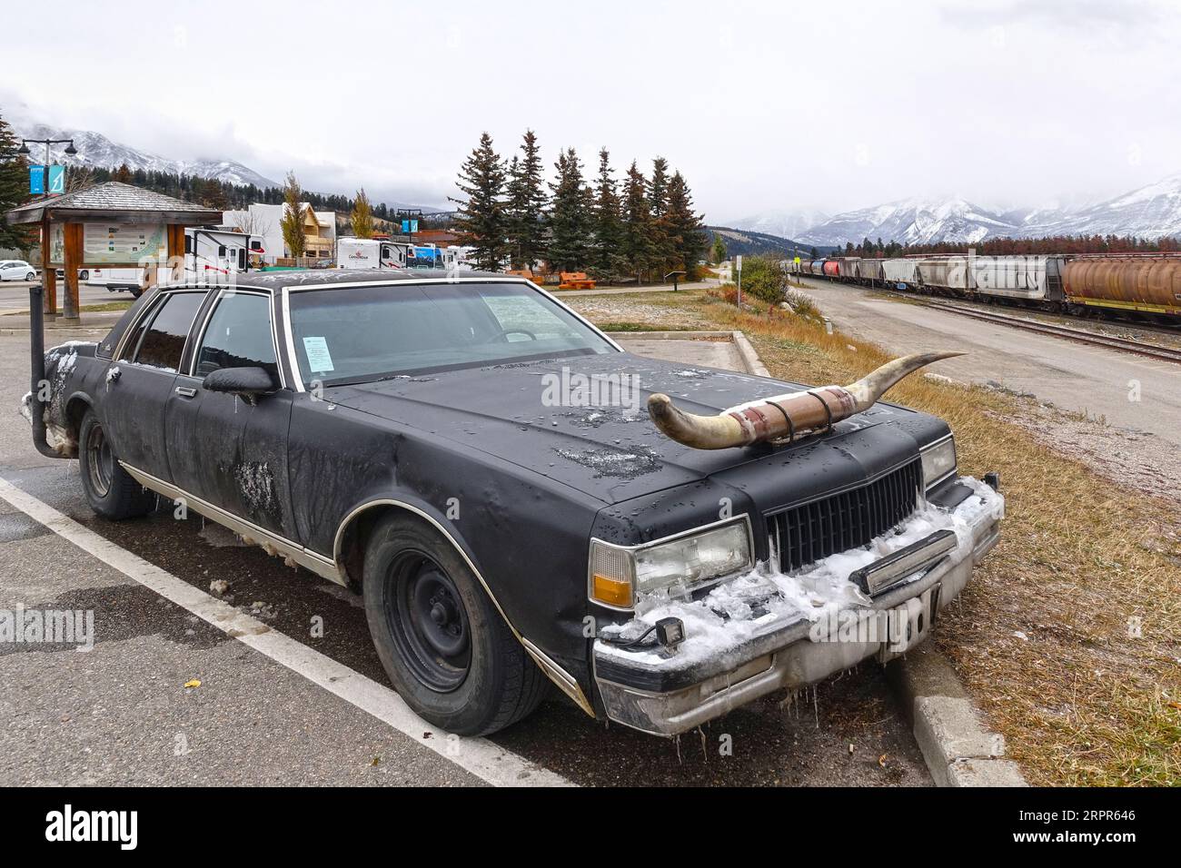 JASPER, ALBERTA, CANADA - OCTOBER 2, 2018: Close-up of an unusual car ...