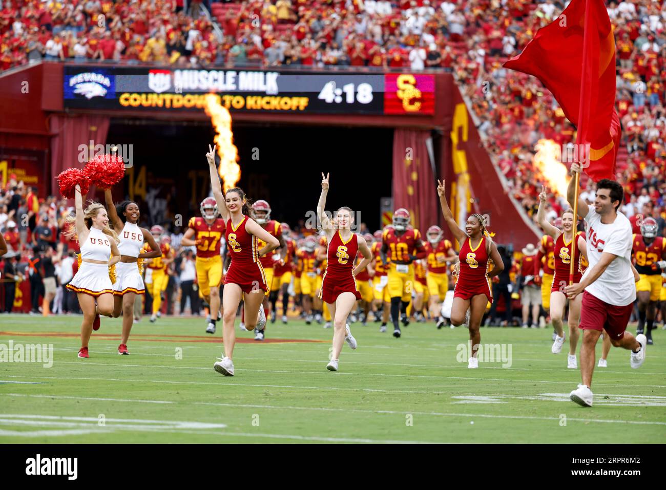 September 02, 2023 USC Trojans football team run onto the field before ...