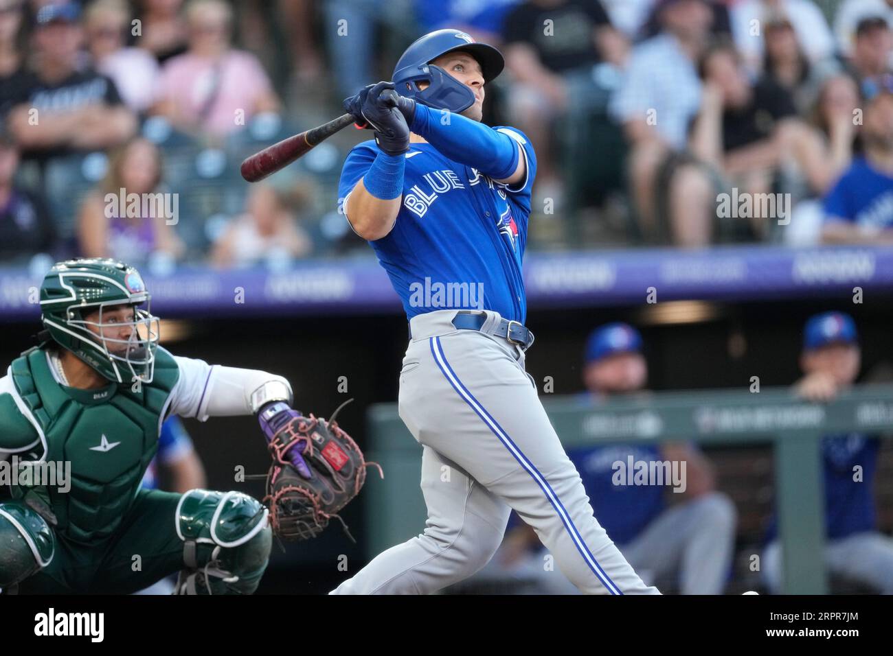 Toronto Blue Jays left fielder Daulton Varsho (25) in the first inning ...