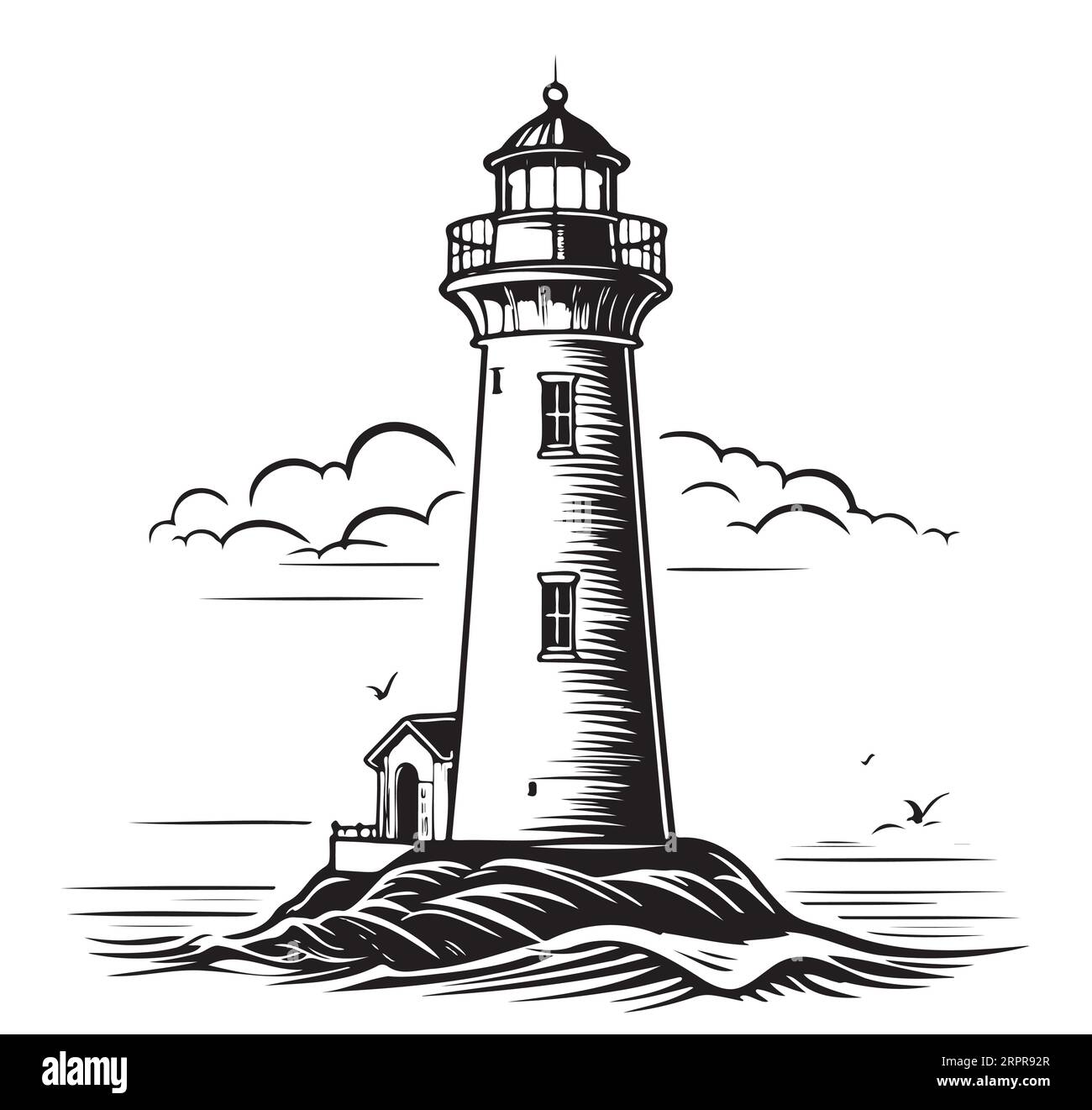 Lighthouse retro sketch hand drawn in doodle Vector illustration Stock ... Lighthouse retro sketch hand drawn in doodle Vector illustration Stock ...