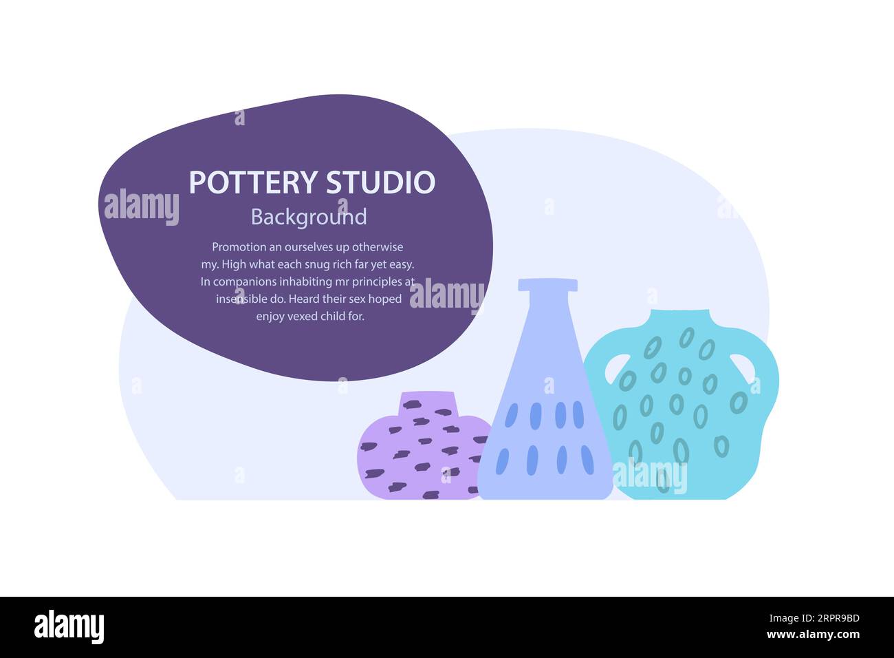 Creative banner of pottery studio or workshop with a set of jugs and ...