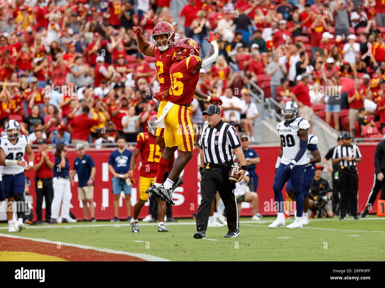 September 02, 2023 USC Trojans wide receiver Brenden Rice #2 celebrates ...