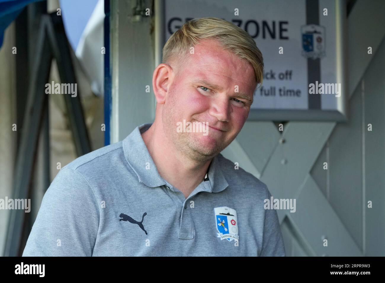 Pete Wild manager of Barrow before the Papa John's Trophy match Barrow ...